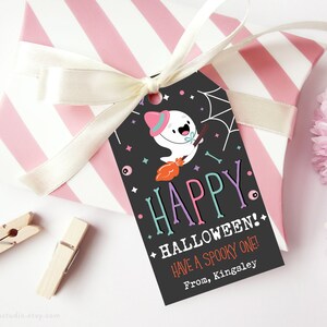 Cute Ghost Halloween Gift Tag | Printable Happy Halloween Tag Template ...
