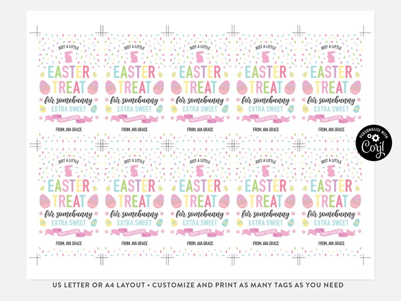 Personalized Easter Treat Tag Printable (corjl Editable, PDF) - Etsy
