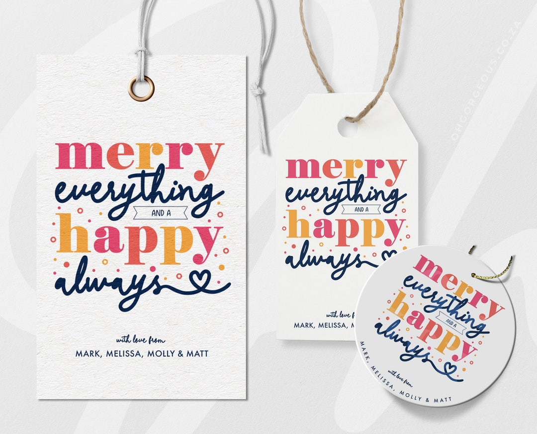Festive Gift Tag Template: Fun Bright Design (digital Download - Etsy