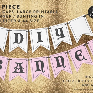Printable Banner in All CAPS | Birthday Sign, Baby Shower Decoration ...