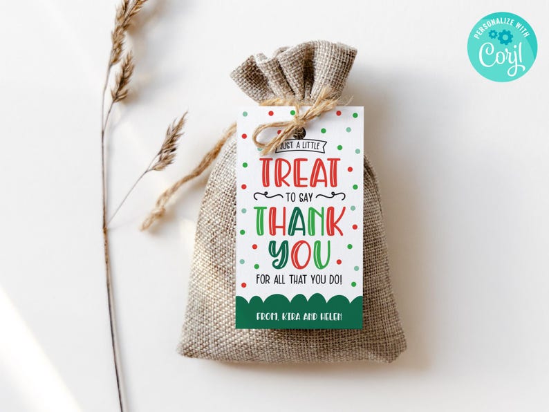 Printable Christmas Thank You Gift Tag: Editable Employee Appreciation ...