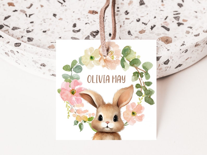 Printable Easter Basket Gift Tag Instant Download Cute Easter Bunny ...