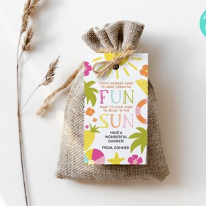 End of School Year Tags | Relax in the Sun, Gift Tag for Teacher, Gift ...