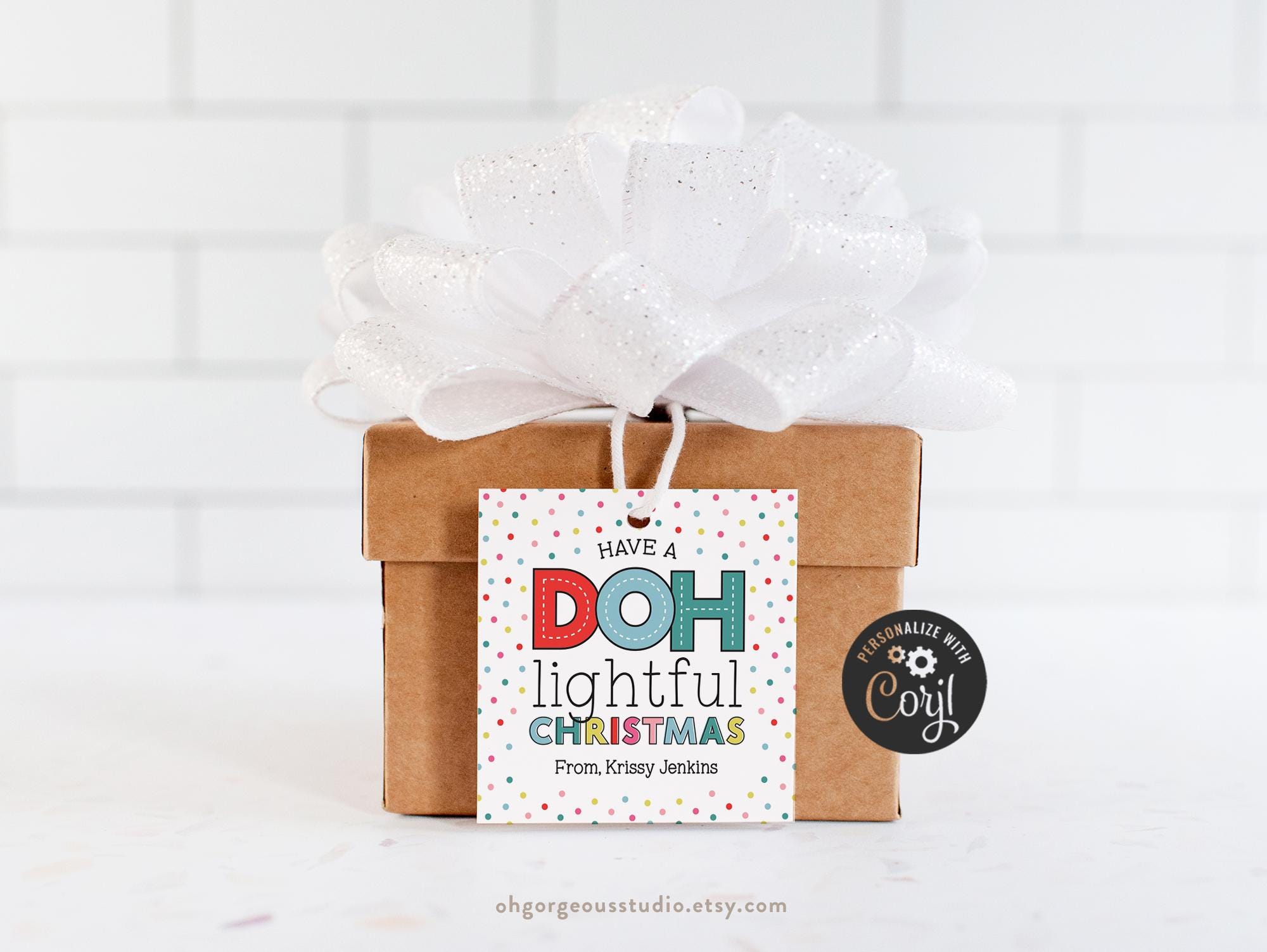 DOH Lightful Christmas Playdough Gift Tag | Printable Teacher Gift ...