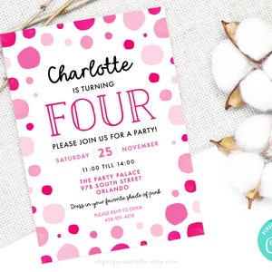 Pink Birthday Invitation | Ombre Party Invite for Any Age, Editable ...