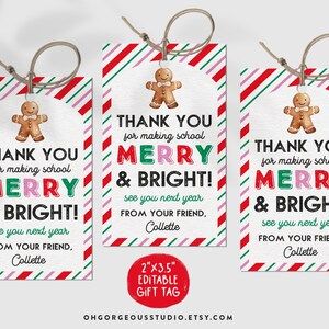 Merry and Bright School Year | Printable Christmas Gift Tag, Class Gift ...