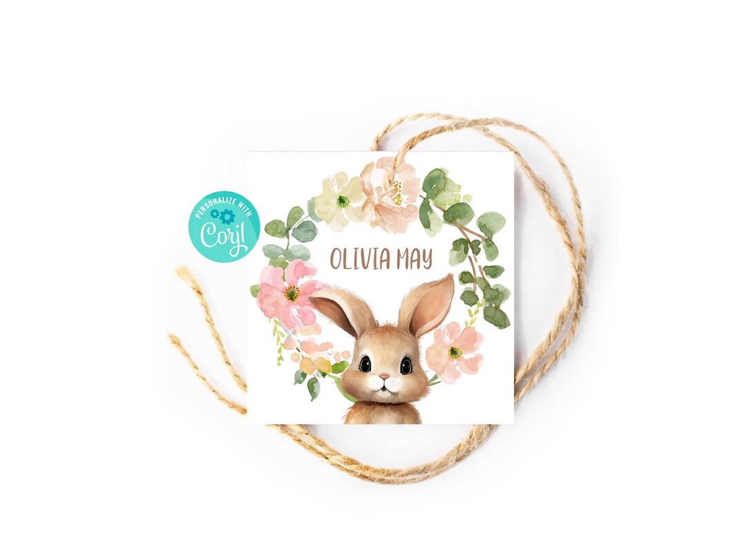 Printable Easter Basket Gift Tag Instant Download Cute Easter Bunny ...