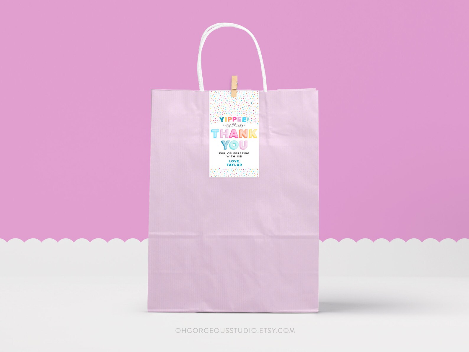 Editable Birthday Party Favor Tag: Yippee Thank You (digital Template ...