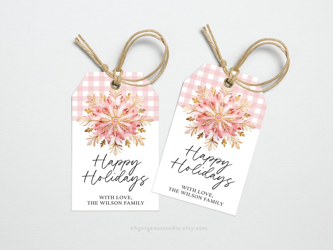 Happy Holidays Gift Tag Editable and Printable Christmas Gift Tag, Pink ...