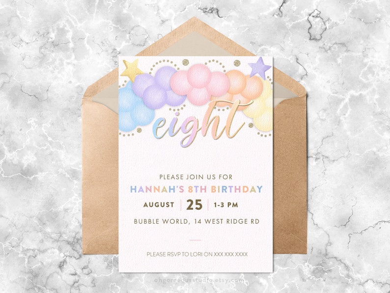 8th Birthday Party Invitation Birthday Invitation Template - Etsy