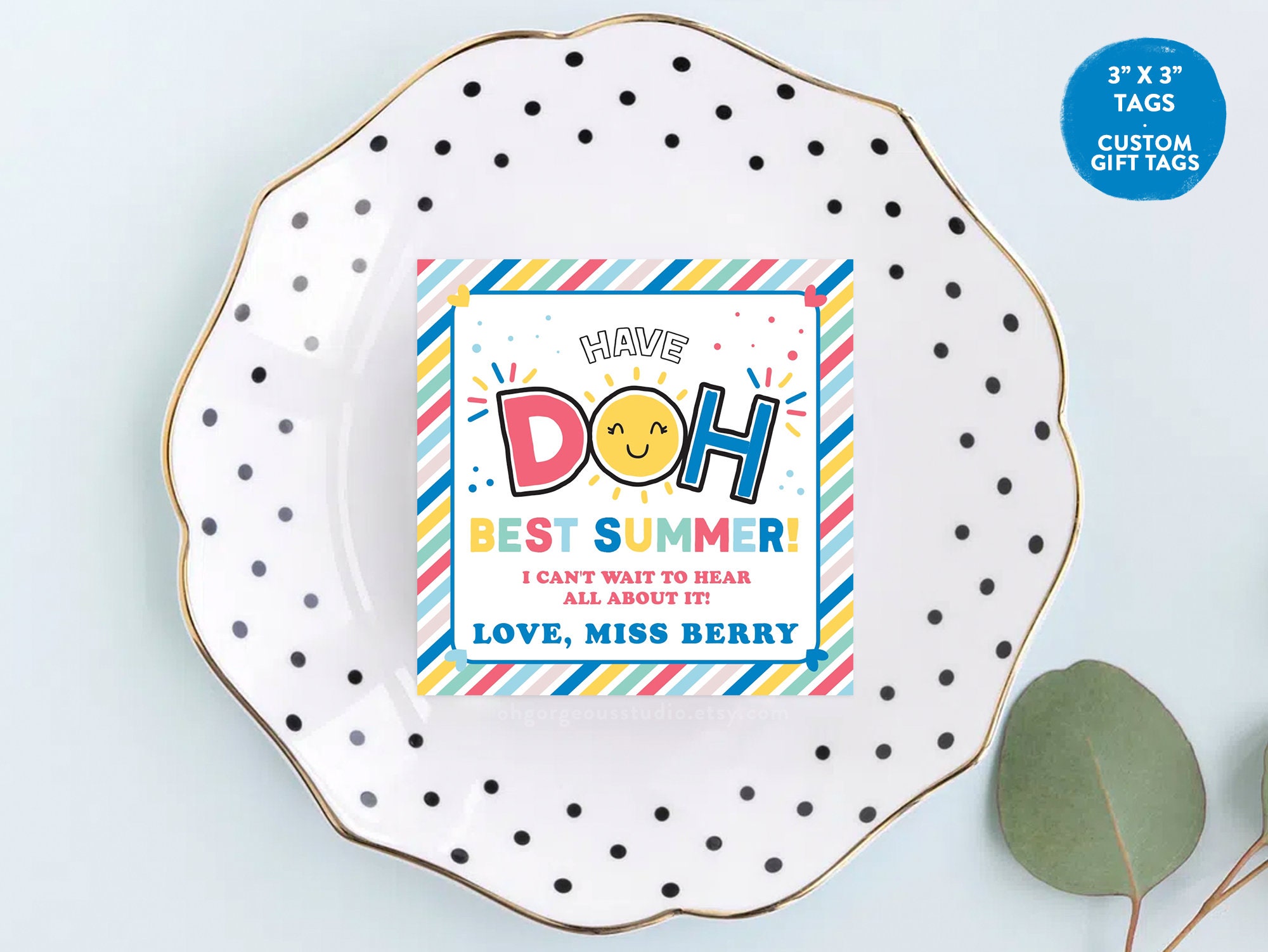 Play Dough Summer Gift Tag: Editable Classroom Card (digital Download ...