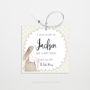 Editable Easter Bunny Gift Tag Template (digital Download) - Etsy