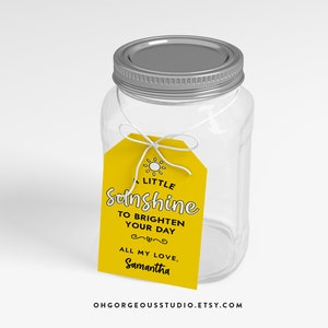 A Little Sunshine to Brighten Your Day Gift Tags, Yellow Sunshine Gift ...