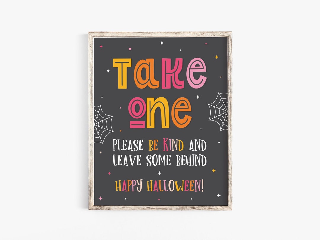 Take One Candy Halloween Printable | Trick or Treat 8x10 Sign, Instant ...