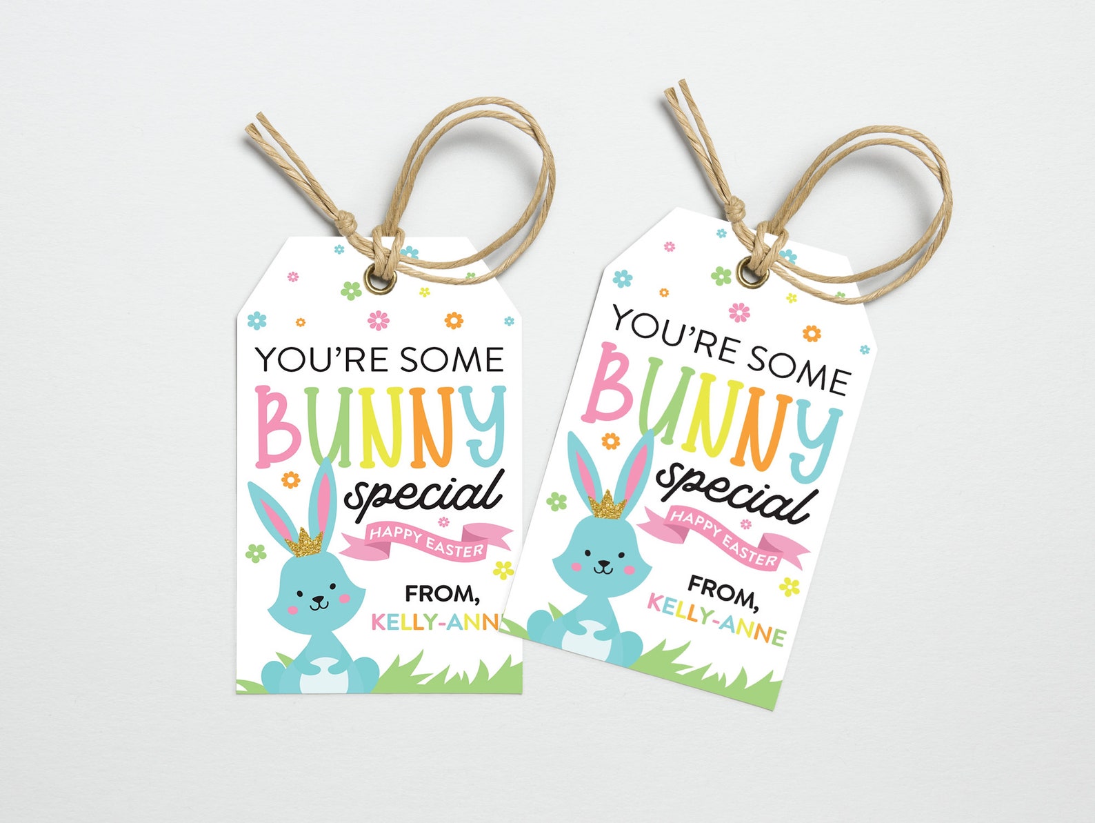 Printable Easter Bunny Gift Tag: Editable Favor Tag (PDF) - Etsy