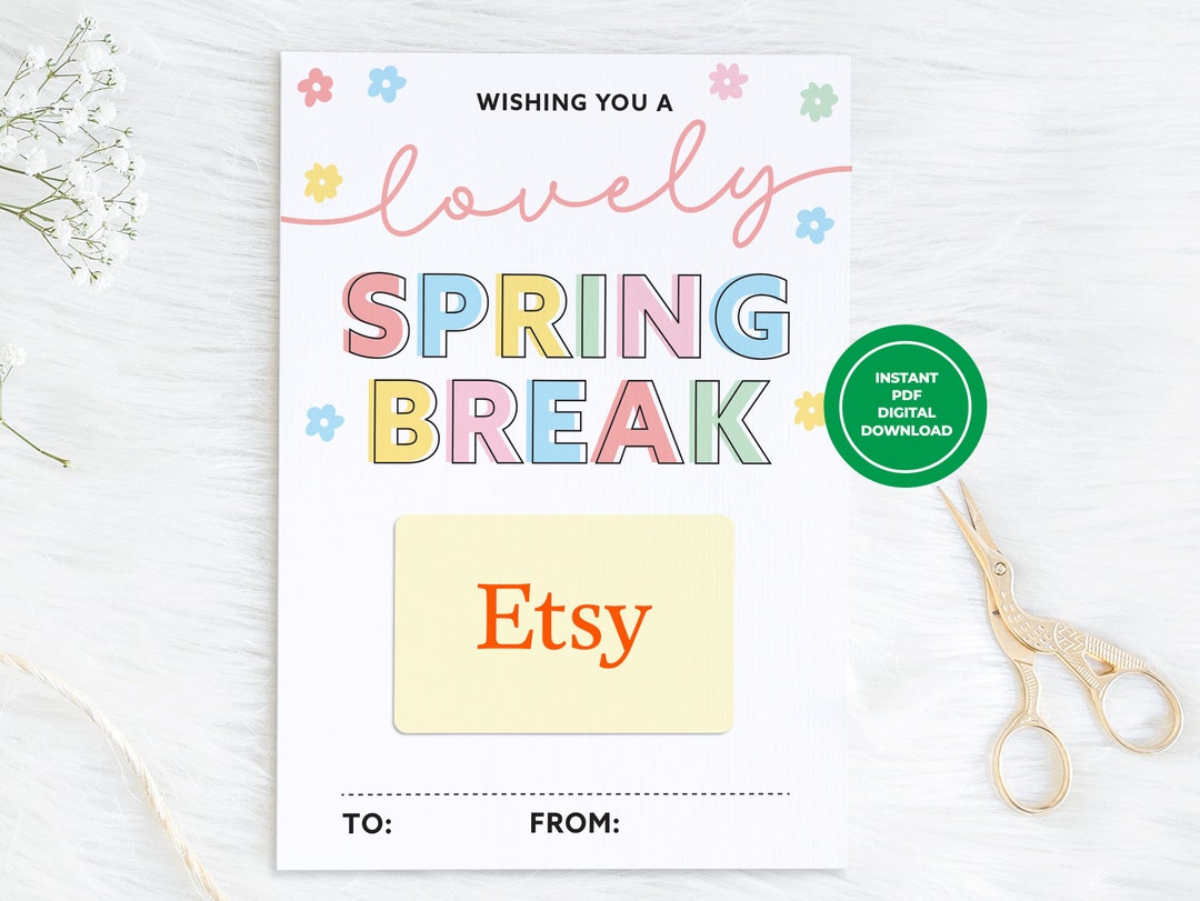 Teacher Appreciation Printable Card | Spring Break Gift Card Holder ...