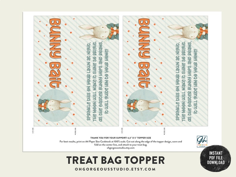 Easter Bunny Bait Bag Toppers: Printable Treat Bag Activity (PDF) - Etsy
