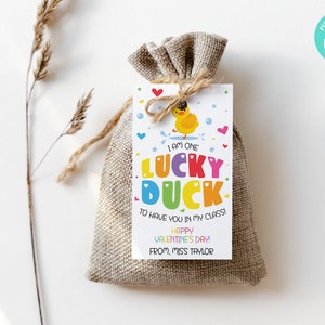 Lucky Duck Valentine's Day Teacher Tag: Editable Classroom Gift (PDF ...