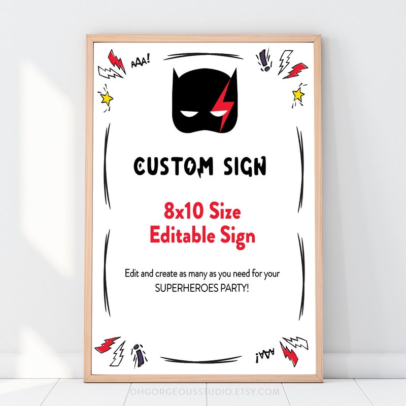 Superhero Party Sign - Etsy