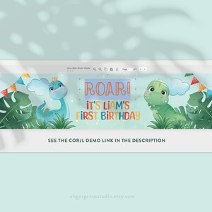 Editable Dinosaur First Birthday Party Bundle | Baby Dinosaur Birthday ...