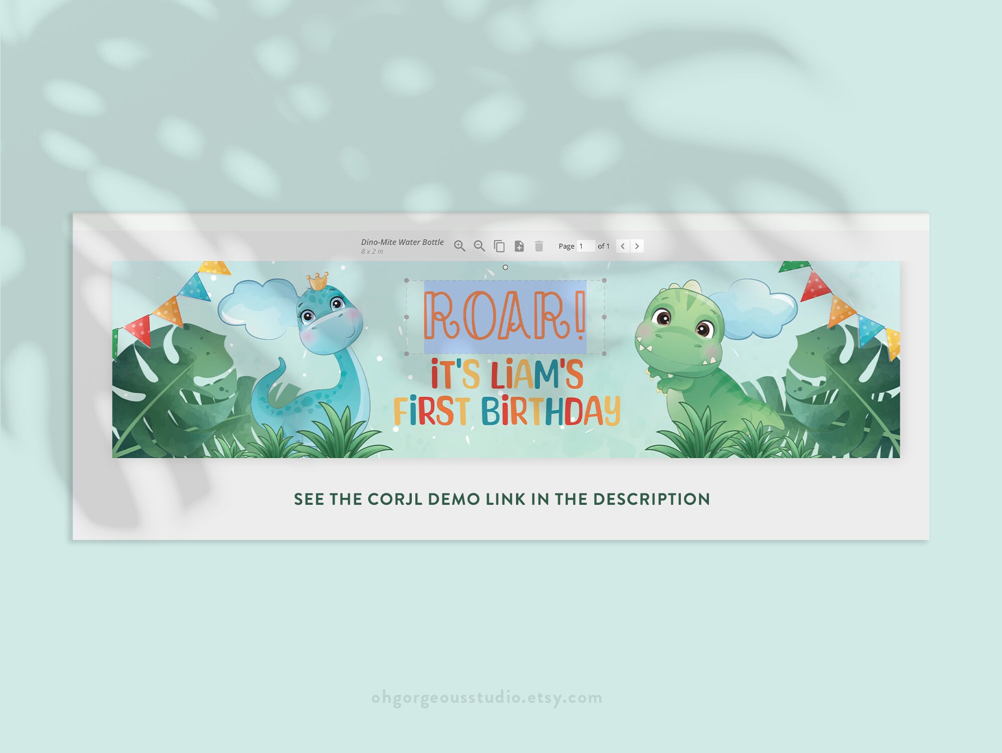 Editable Dinosaur First Birthday Party Bundle Baby Dinosaur Birthday ...