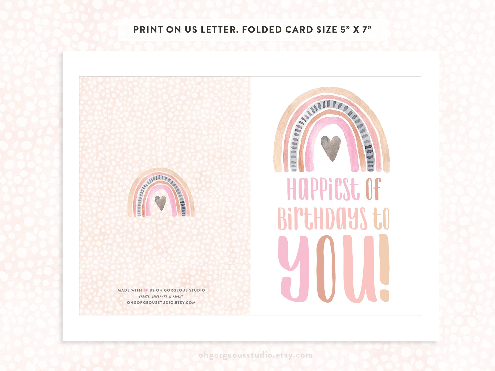 Rainbow Printable Birthday Invitation Pink Blush Boho Rainbow Birthday ...