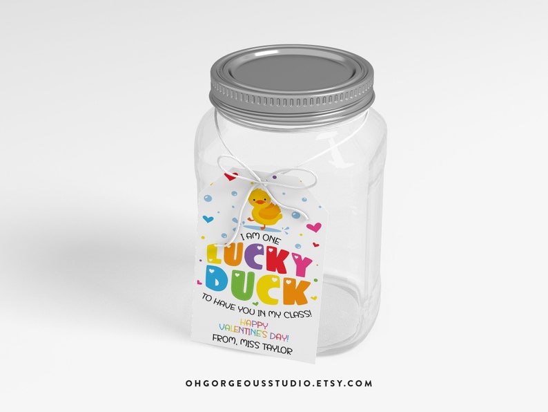 Lucky Duck Valentine's Day Teacher Tag: Editable Classroom Gift (PDF ...