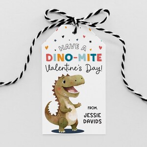 Editable Dinosaur Valentine's Day Favor Tag (printable) - Etsy