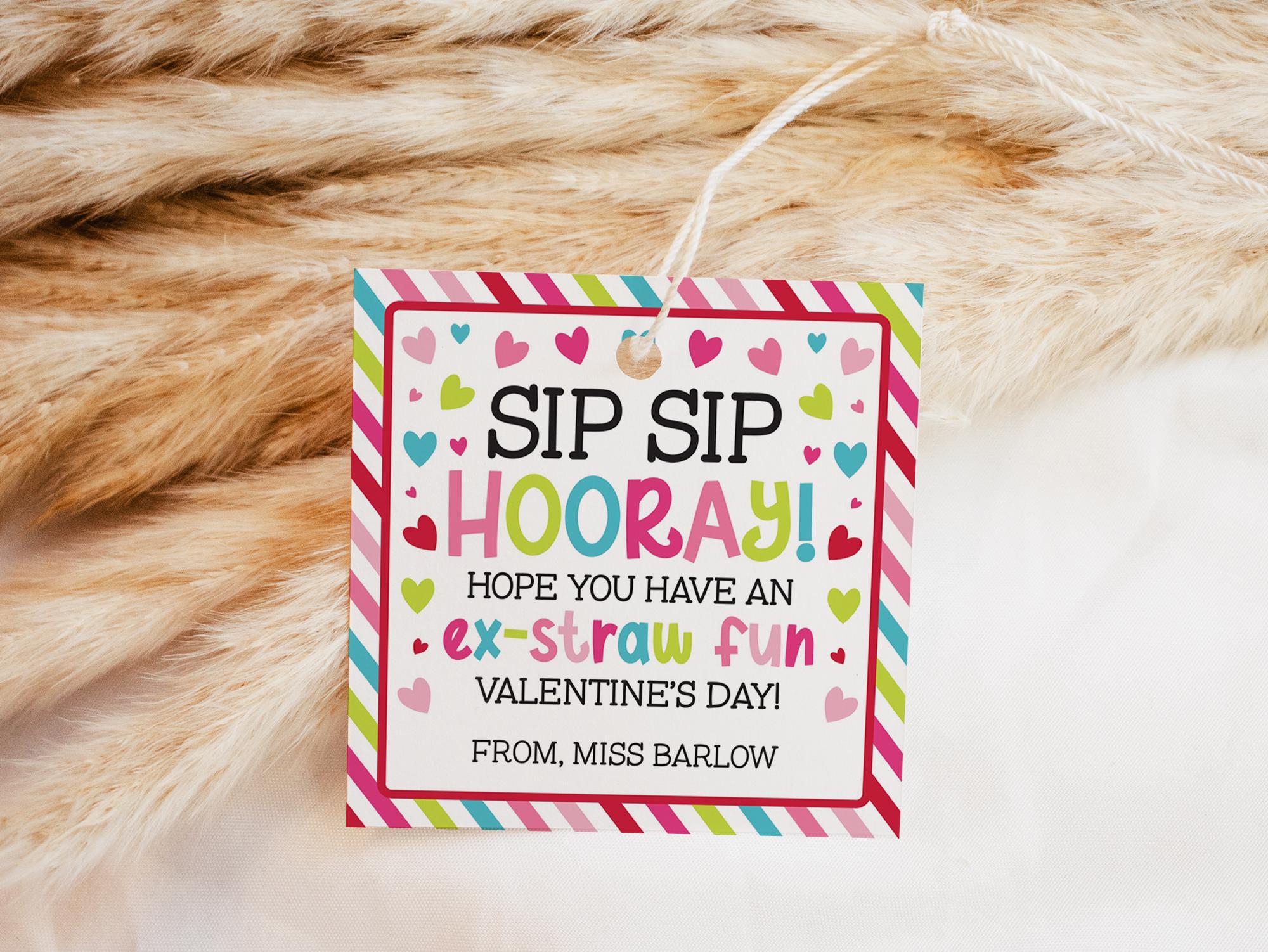 Ex-straw Fun Valentine's Day Gift Tag | Editable Template (digital ...