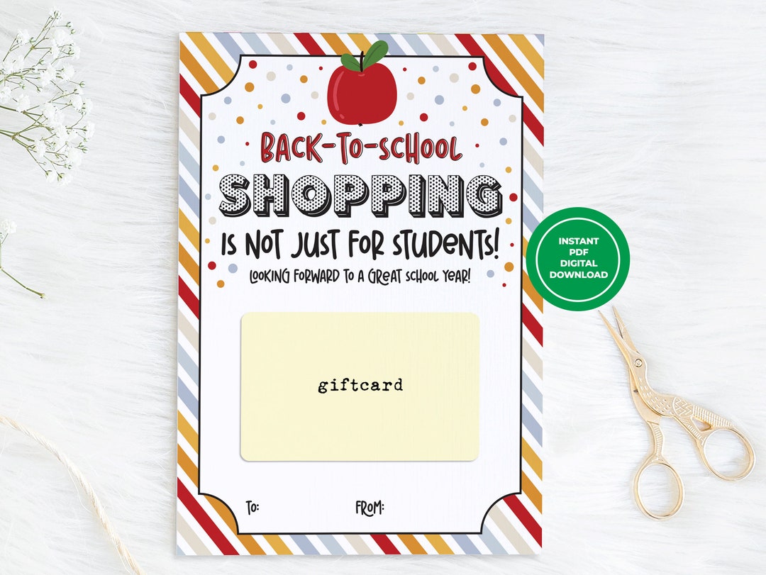Back to School Teacher Printable Gift Card Holder, Back to School ...