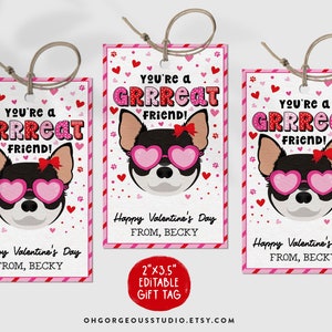 Printable Great Friend Dog Valentine's Day Tag | Kid School Classroom ...