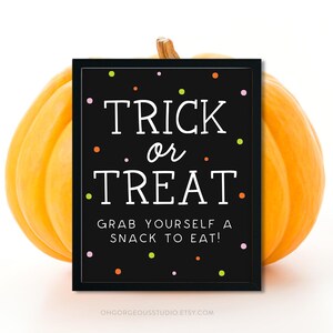 Printable Trick or Treat Sign: Halloween Candy Table Decor (digital ...
