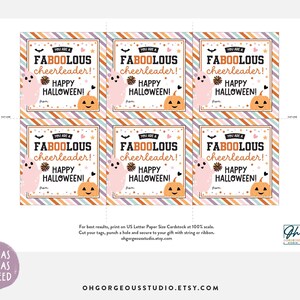 You Are a Faboolous Cheerleader Gift Tag | 3x3" Printable Halloween ...