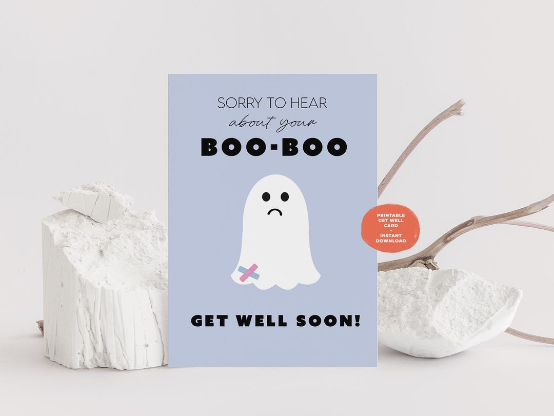 Get Well Soon Printable Card | Cute Ghost Get Well Boo Boo Card Instant ...