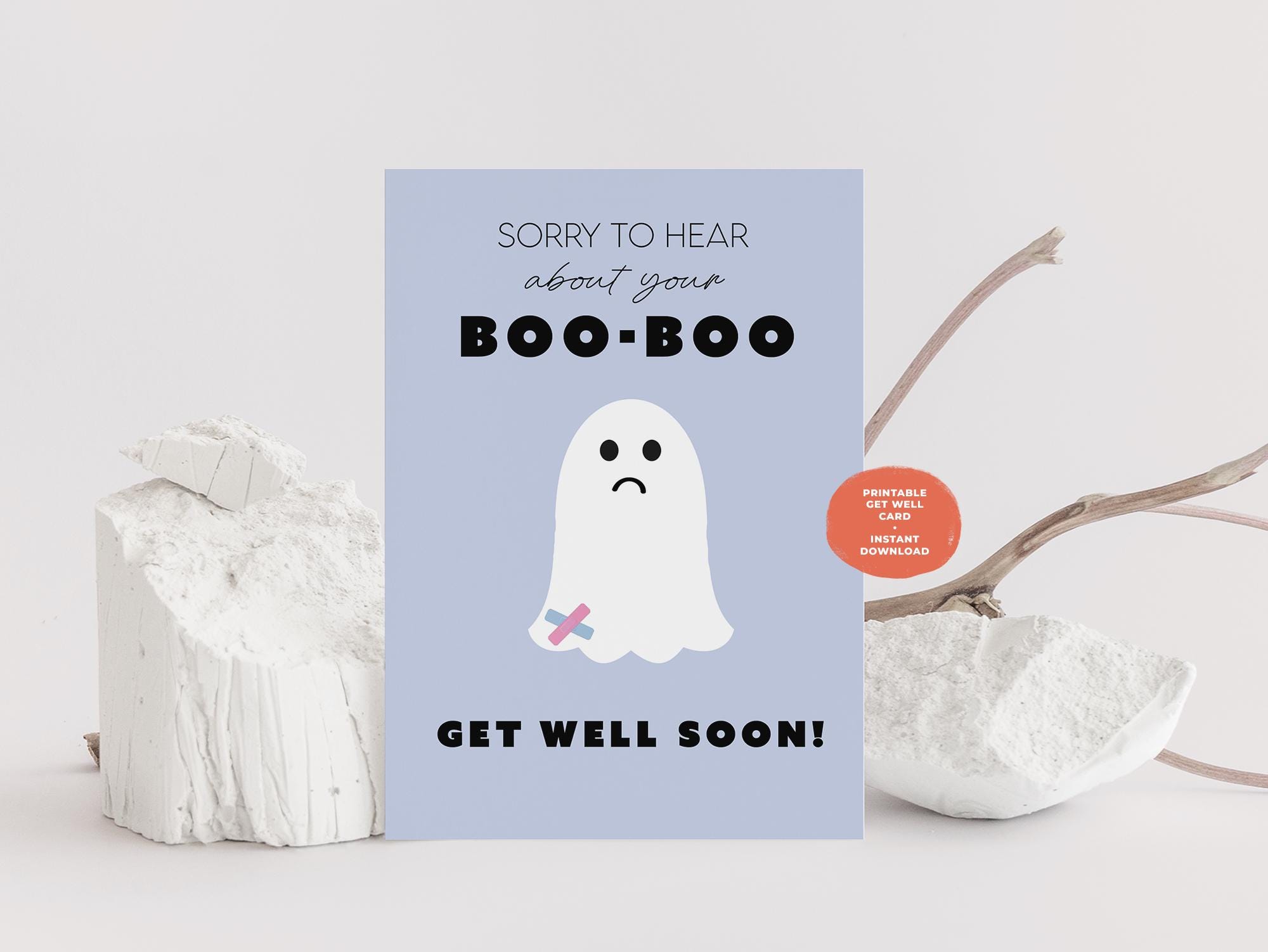 Get Well Soon Printable Card Cute Ghost Get Well Boo Boo Card Instant ...