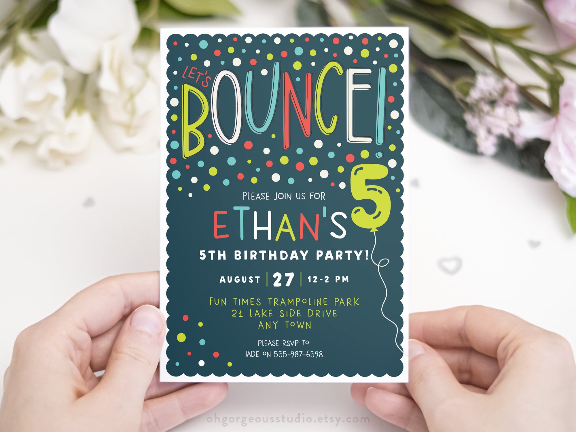 5th Birthday Bounce Invitation Bounce Birthday Invitation - Etsy