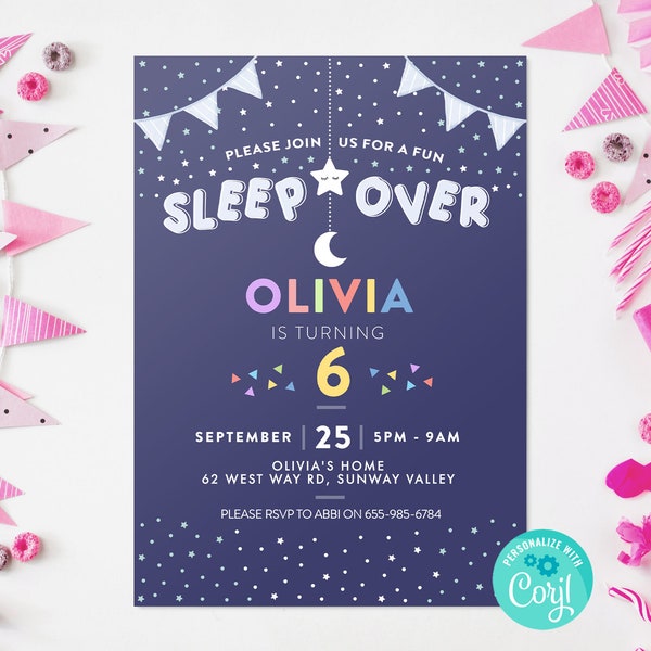Black Girl Sleep Over Invitation - Etsy
