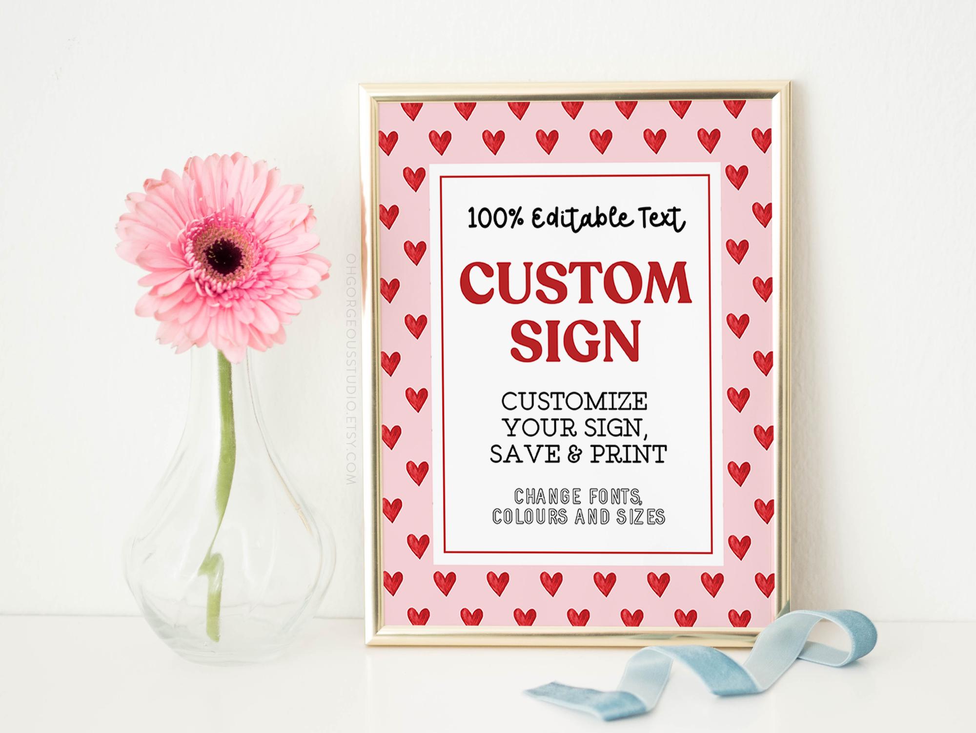 Valentine's Day Custom Sign: 8x10 Editable Hearts (digital Template) - Etsy