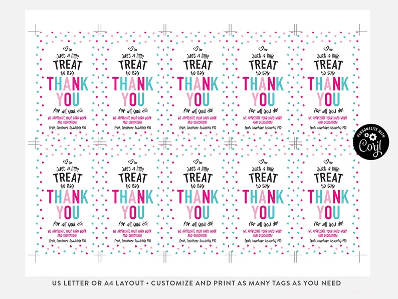 Printable Thank You Gift Tag Editable Gift Tag for Employee ...