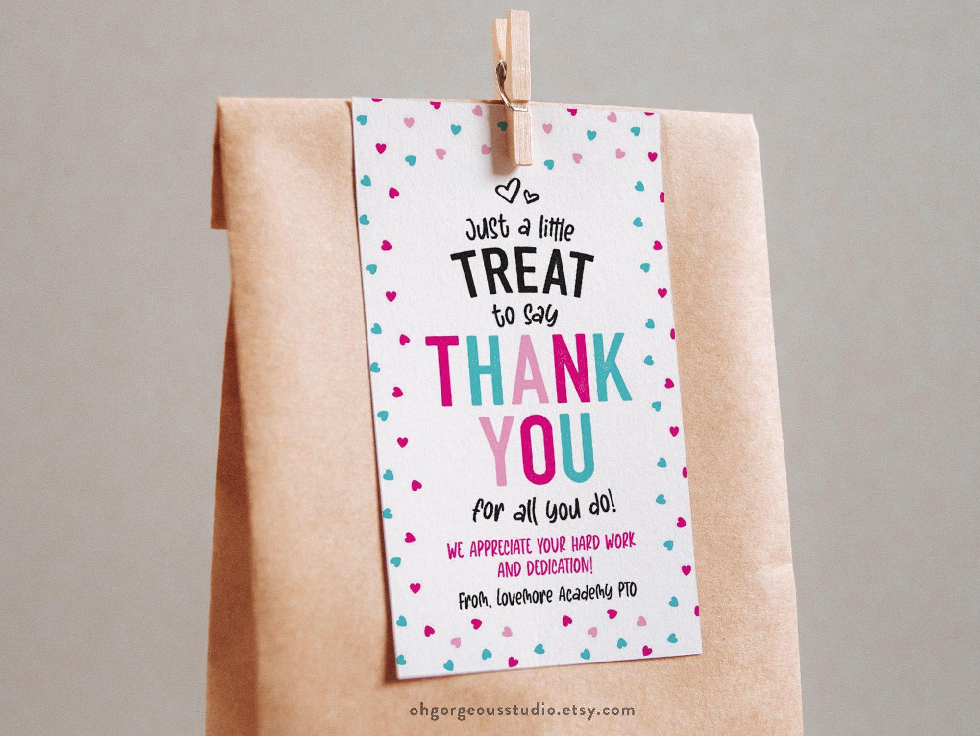 Printable Thank You Gift Tag: Editable Employee Appreciation (PDF) - Etsy