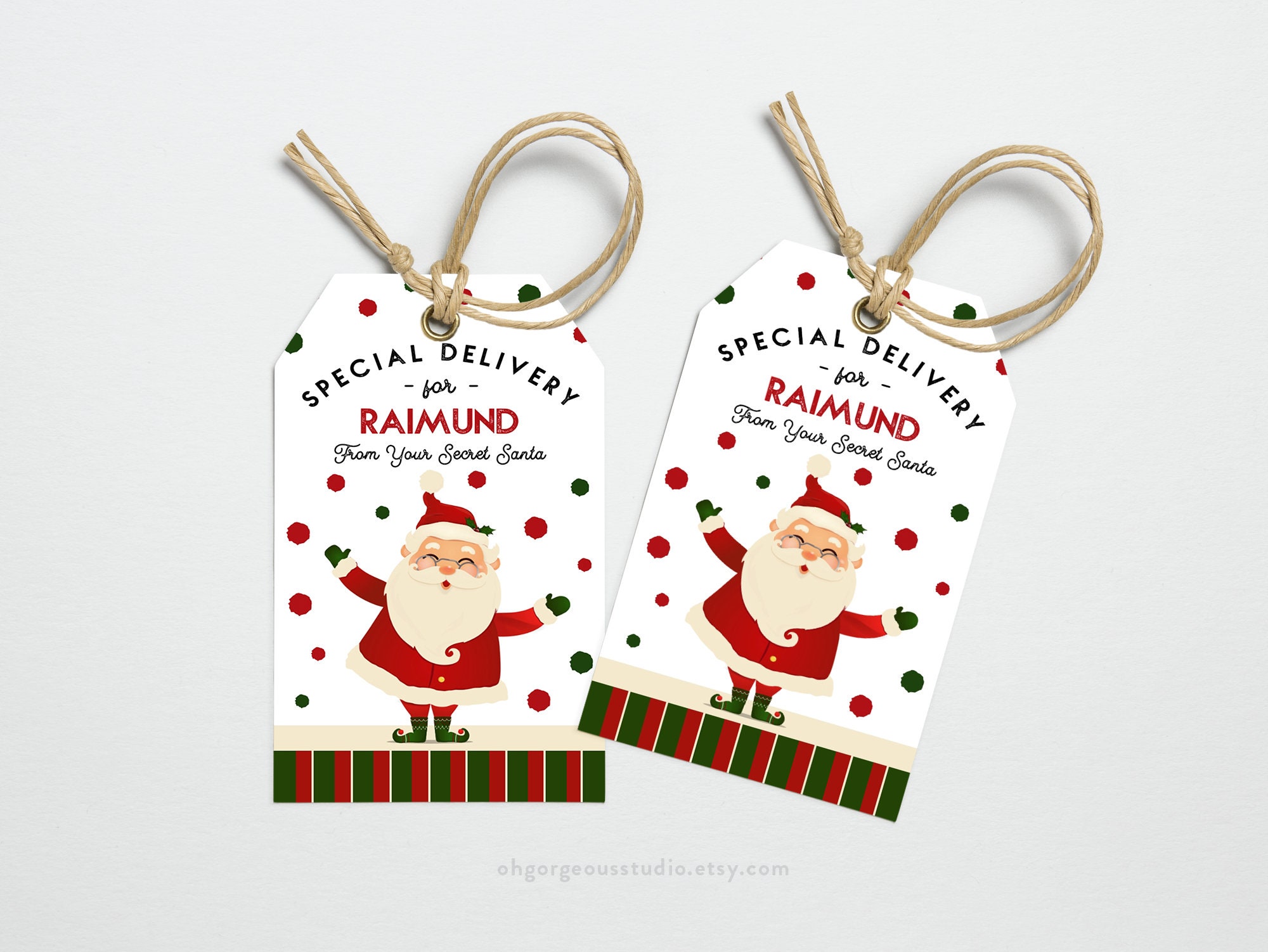 Editable Secret Santa Gift Tags: Printable Christmas Favor Tags ...