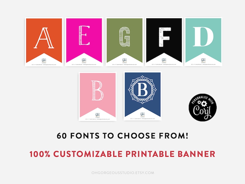 Editable Letter Banner Template: DIY Custom Party Banner (digital ...