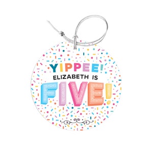 Yippee I'm Five Custom Sticker Template, Editable Tag for Treat Packs ...