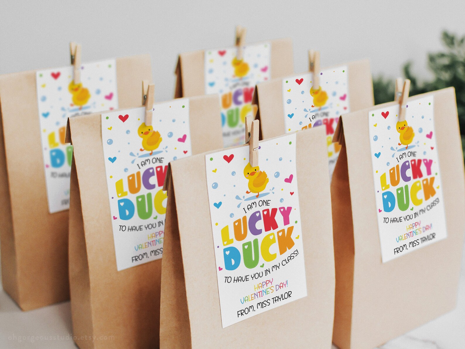 Lucky Duck Valentine's Day Teacher Tag: Editable Classroom Gift (PDF ...