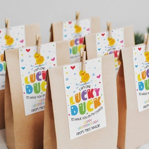 Lucky Duck Valentine's Day Teacher Tag: Editable Classroom Gift (PDF ...