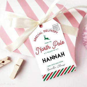 Printable North Pole Special Delivery Tag: Editable Santa Gift Tags ...