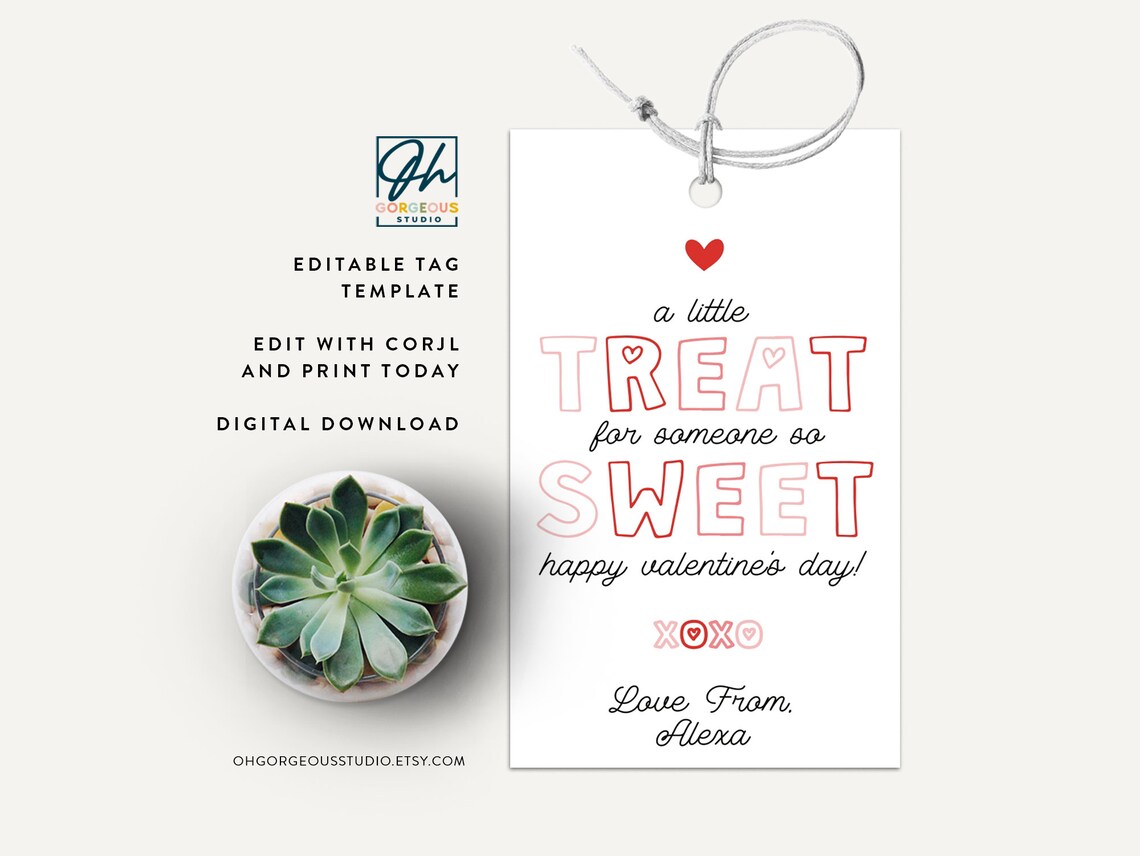 Printable Valentine's Day Gift Tag A Little Treat for Someone Sweet ...