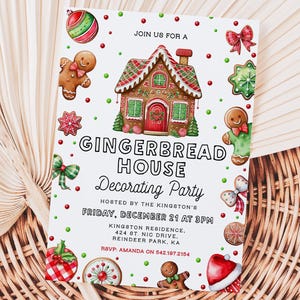 Editable Gingerbread House Decorating Party Invitation (digital ...