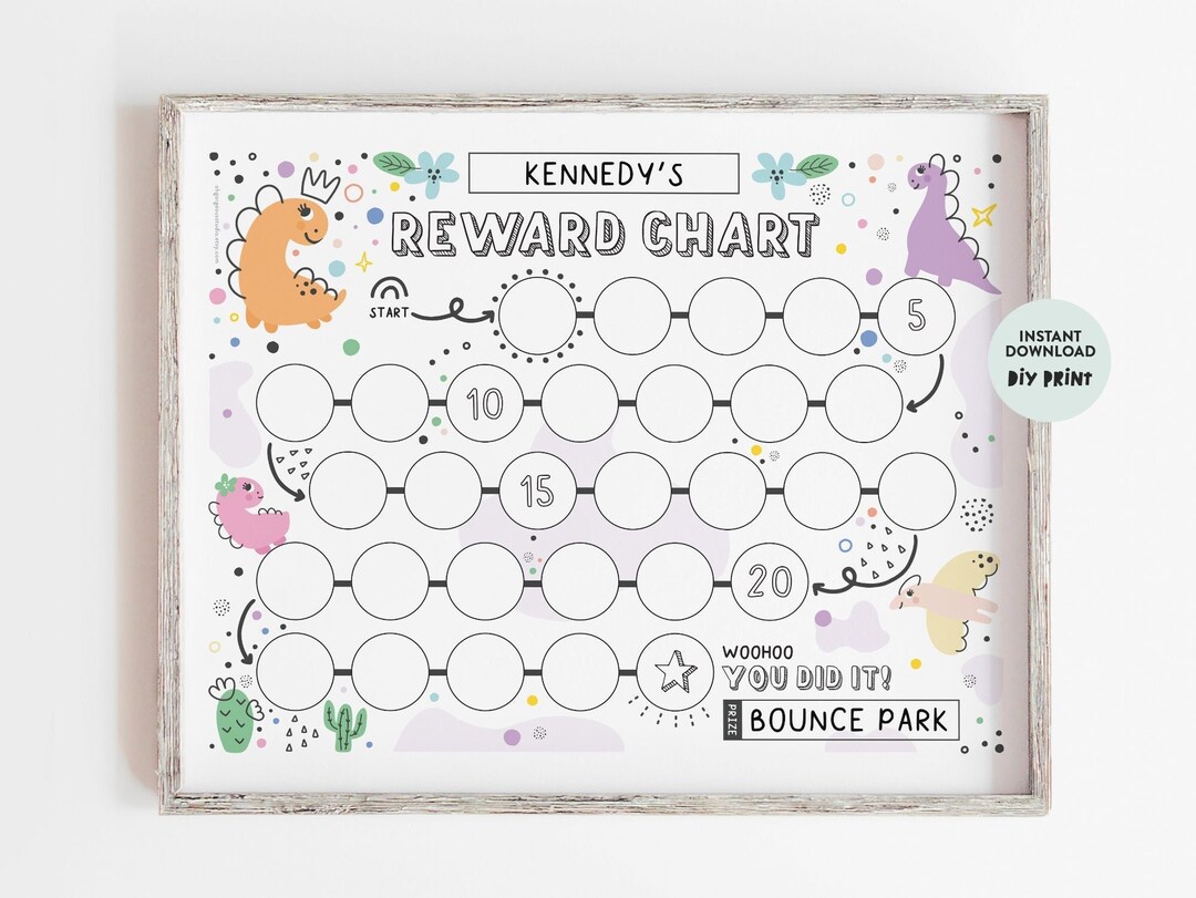Dinosaur Reward Chart | Printable Dinosaur Behavior Chart, Girl Daily ...