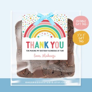 Rainbow of Fun Thank You Tag | Printable Birthday Favor, Editable ...